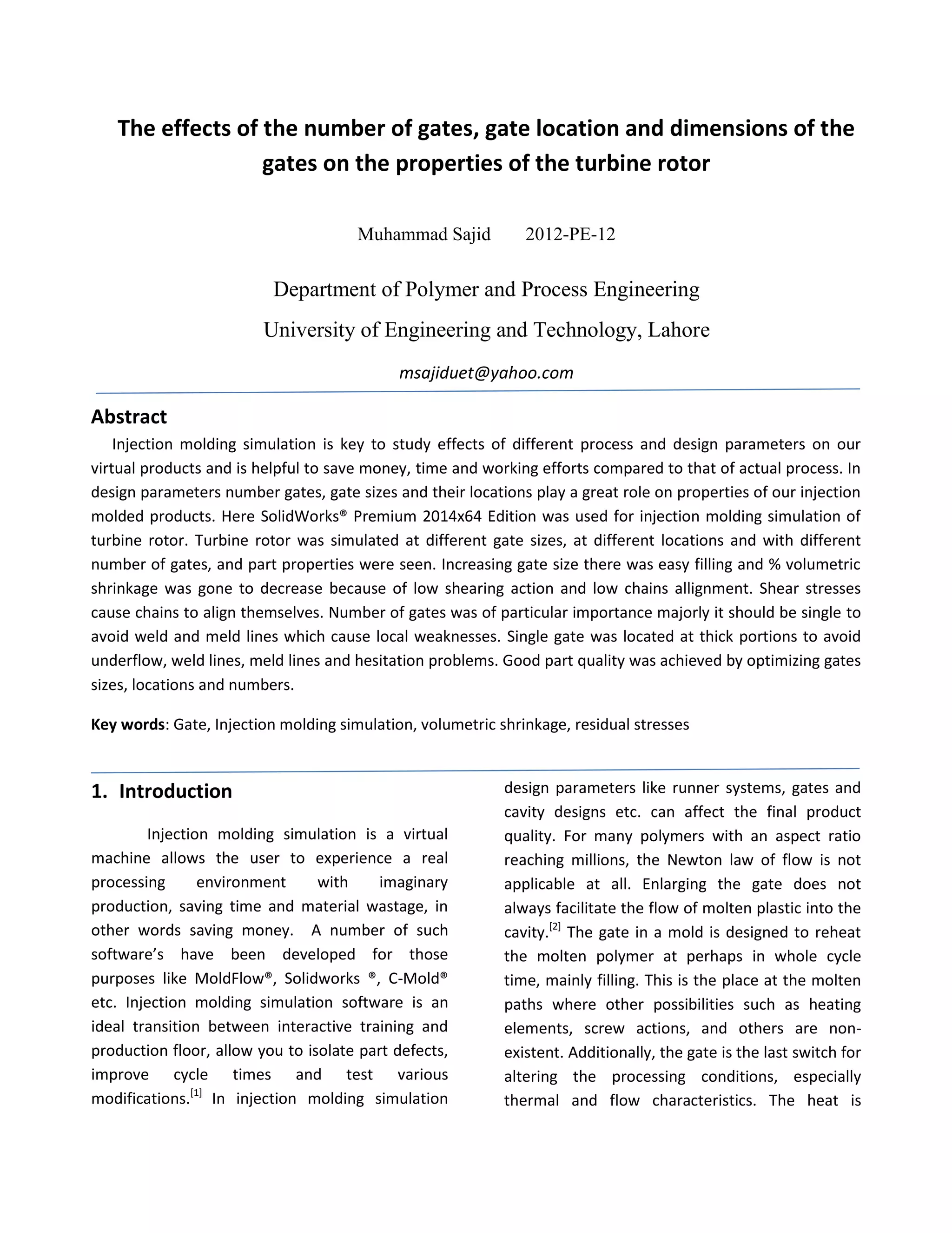 The effects of the number of gates, position of gates and dimension of ...