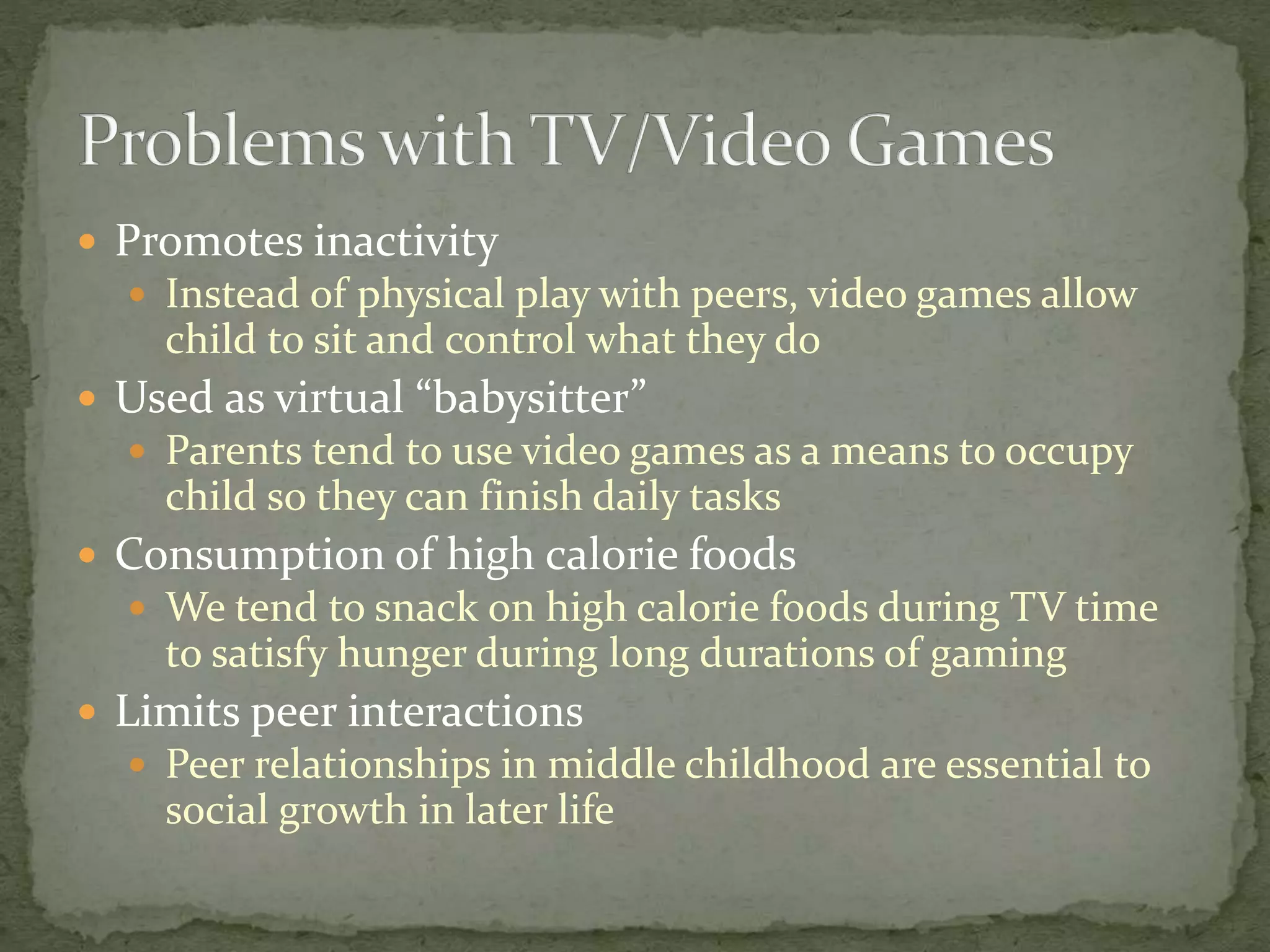 The effects of video games on childhood obesity | PPTX