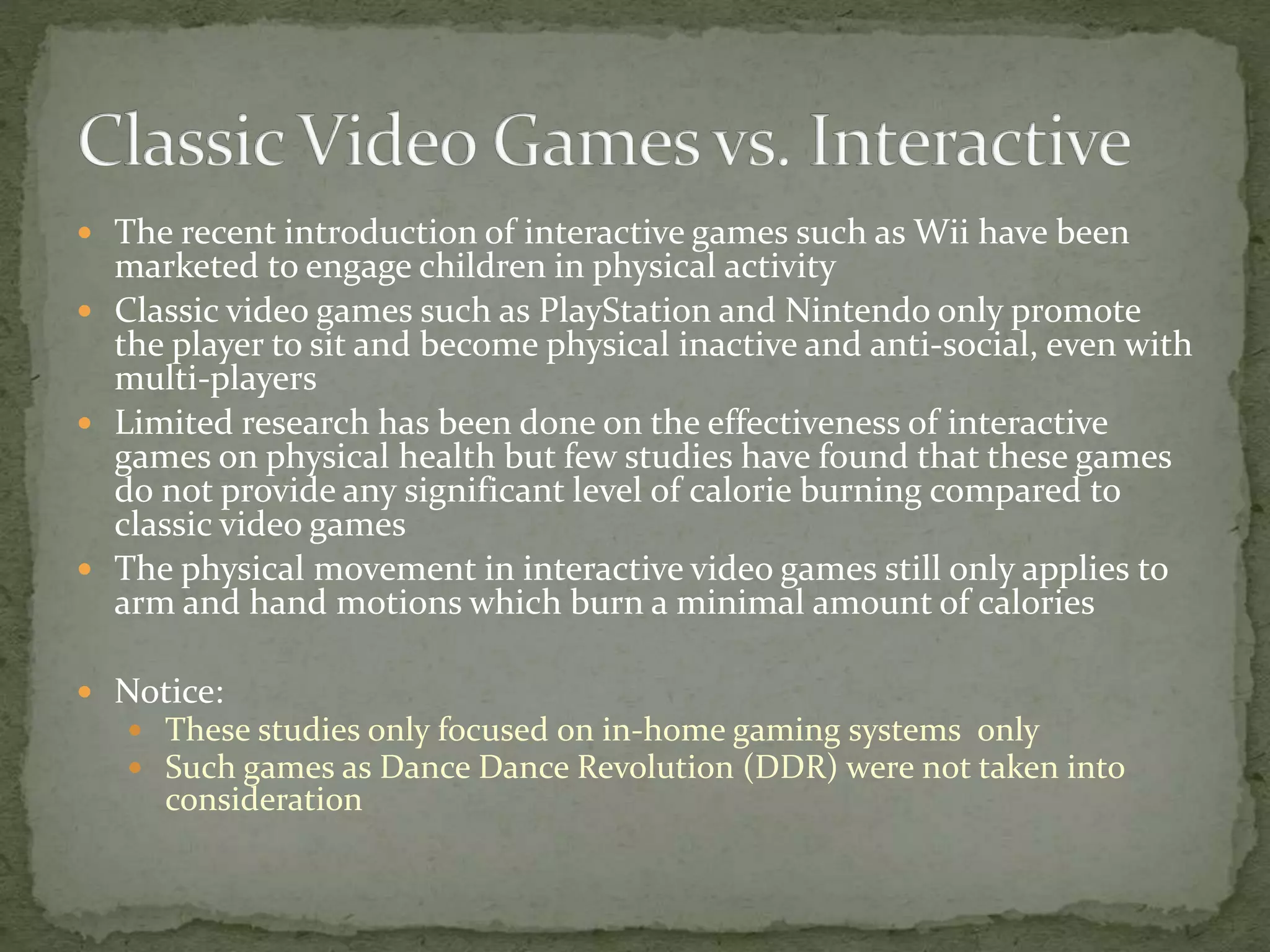 The effects of video games on childhood obesity | PPTX