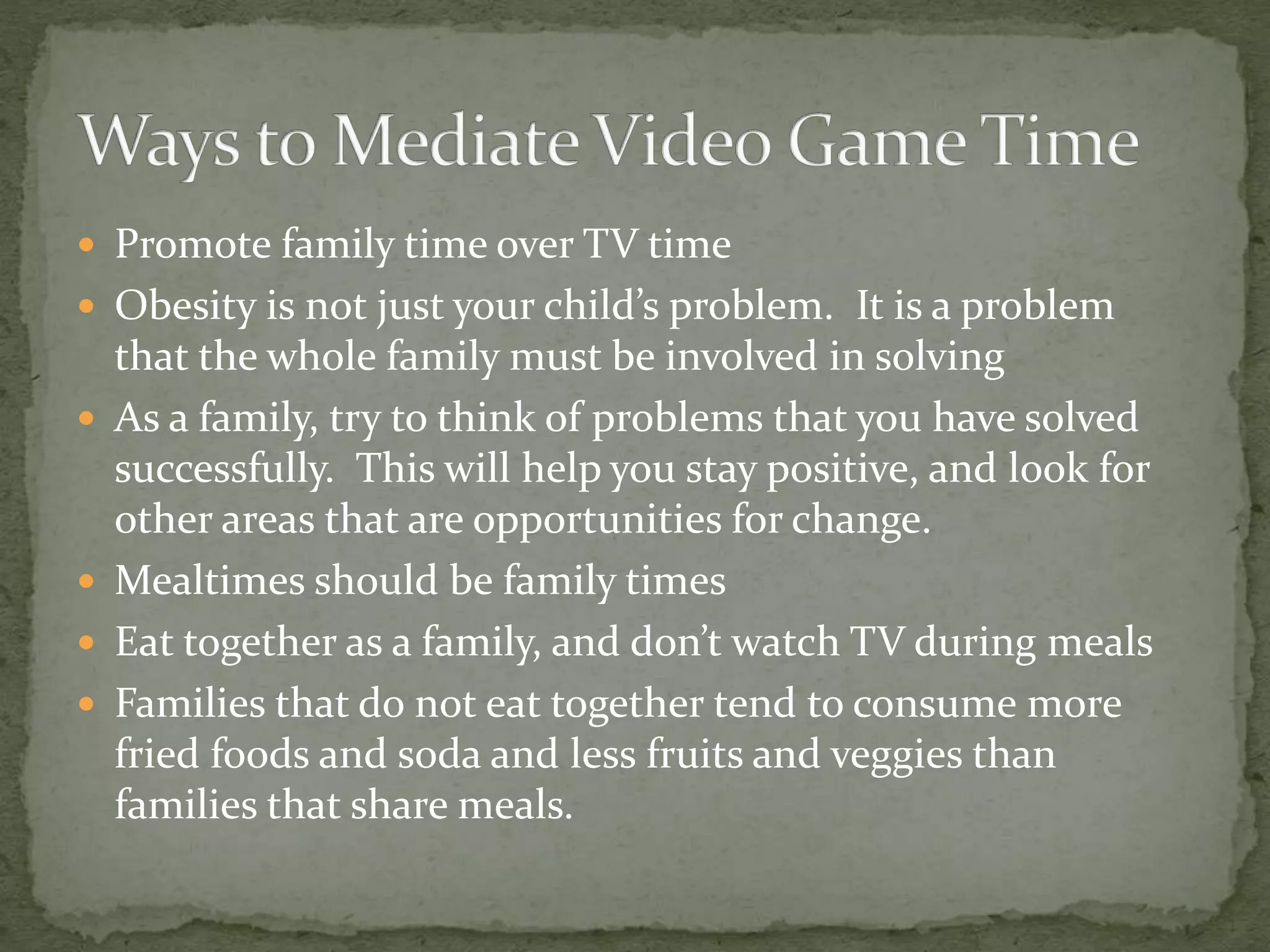 The effects of video games on childhood obesity | PPTX