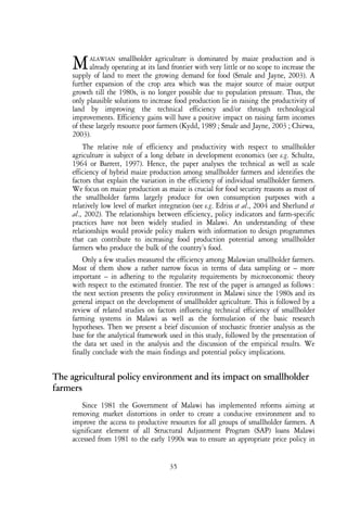 The efficiency of maize farming in malawi (tchale, 2007) | PDF