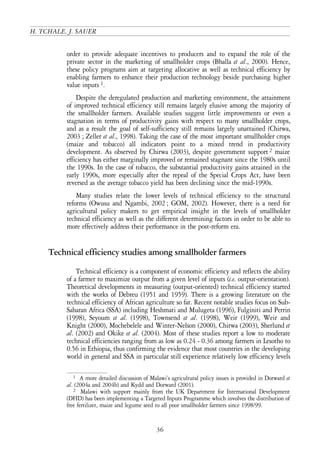 The efficiency of maize farming in malawi (tchale, 2007) | PDF