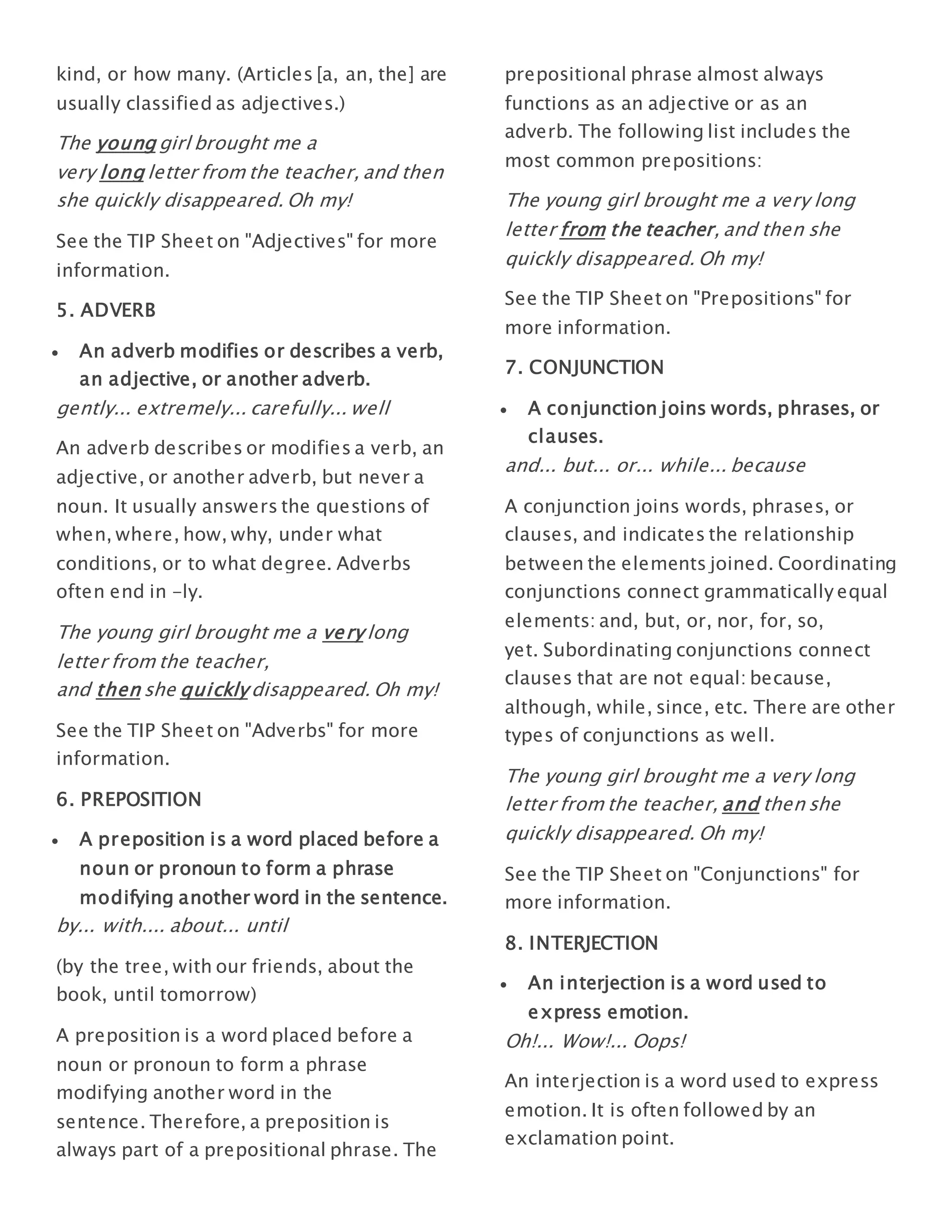 The eight parts of speech | PDF