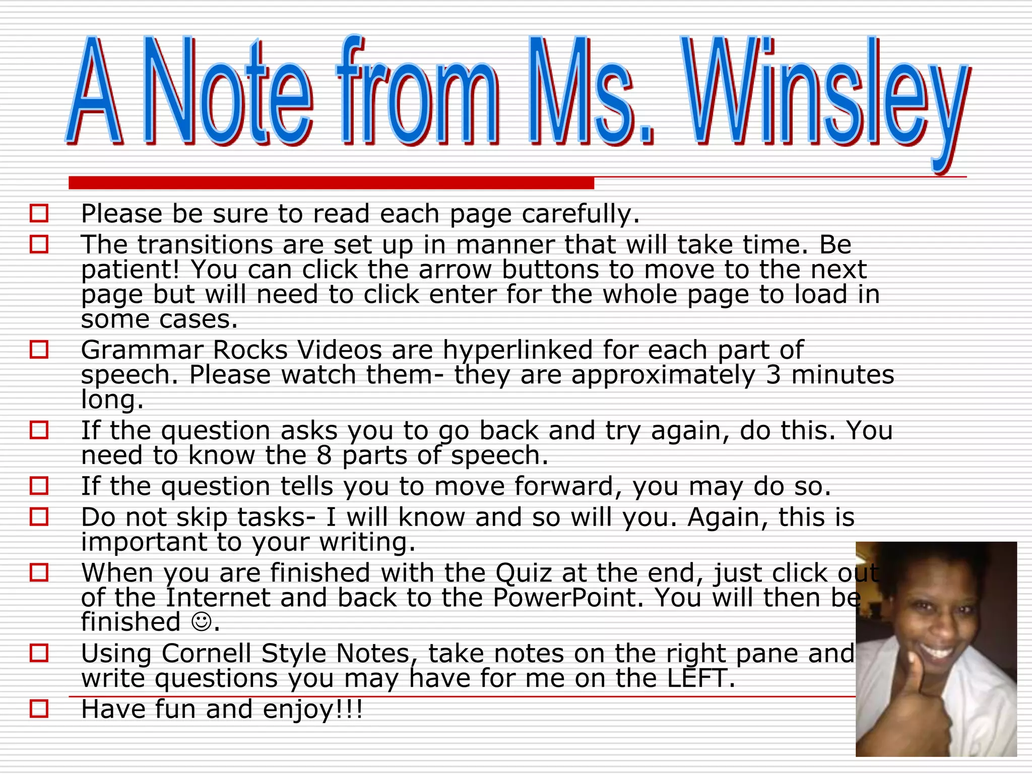 8 Parts of Speech PowerPoint | PPT