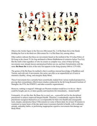 The Eight Silk Brocades of Qi Gong: Some Observations | DOCX