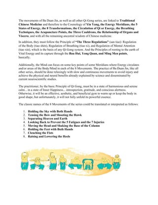 The Eight Silk Brocades of Qi Gong: Some Observations | DOCX