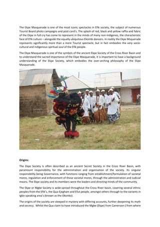 The Ekpe Masquerade | PDF