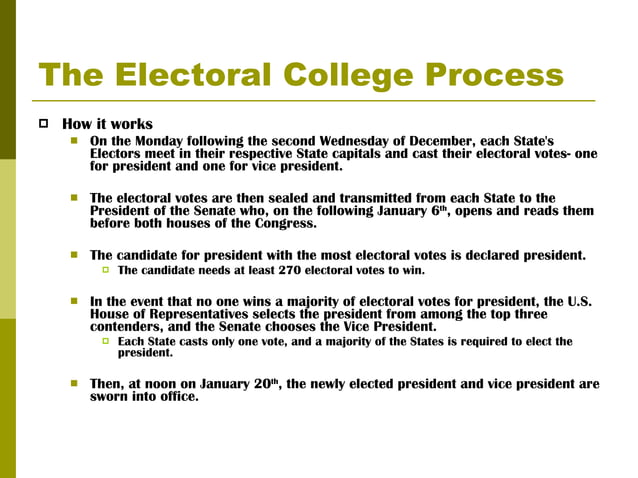 The Electoral College | PPT | Elections | Politics