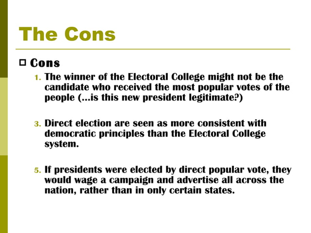The Electoral College | PPT | Elections | Politics