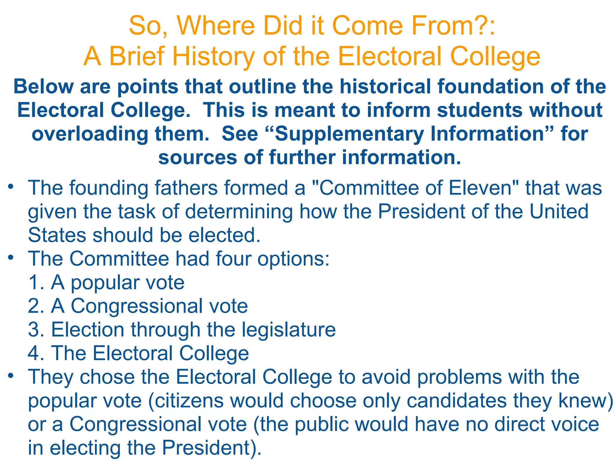 The Electoral College Part I | PPT