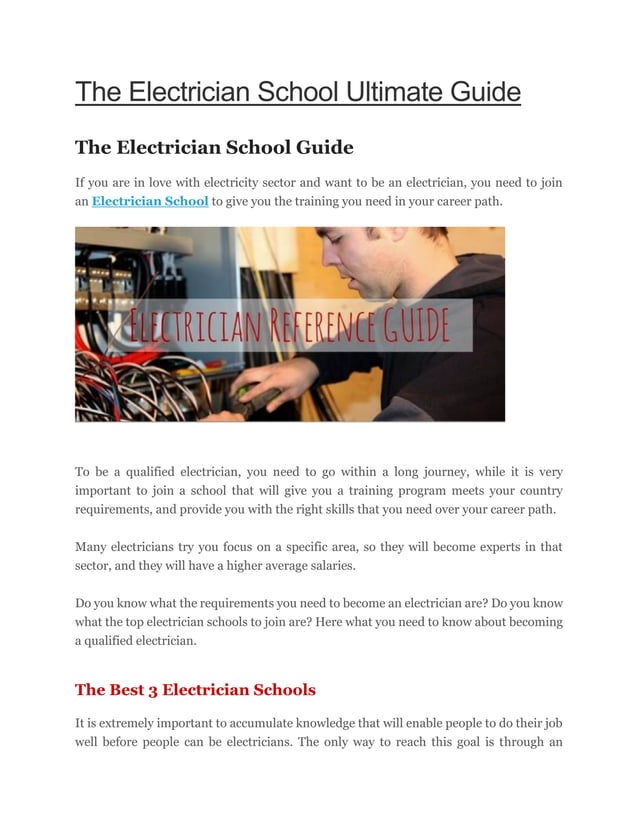 The electrician school ultimate guide | PDF