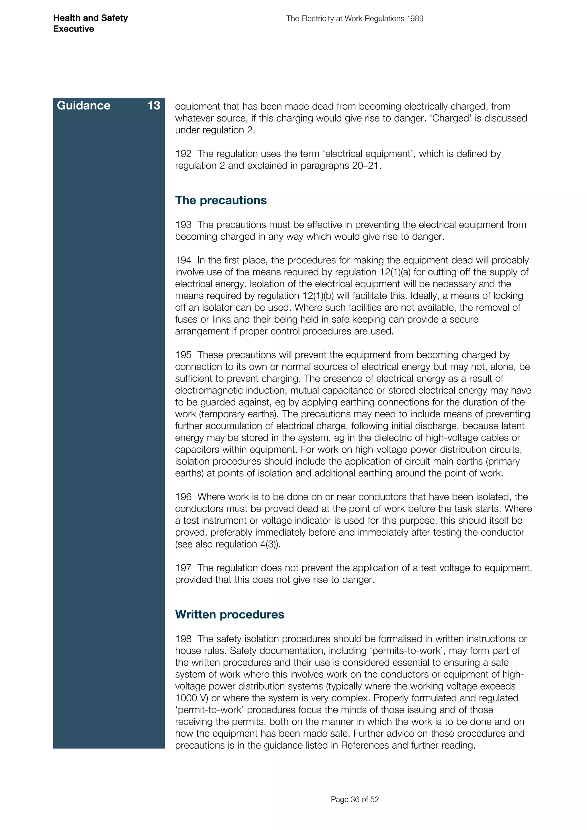 The electricity at work reg 1989 | PDF