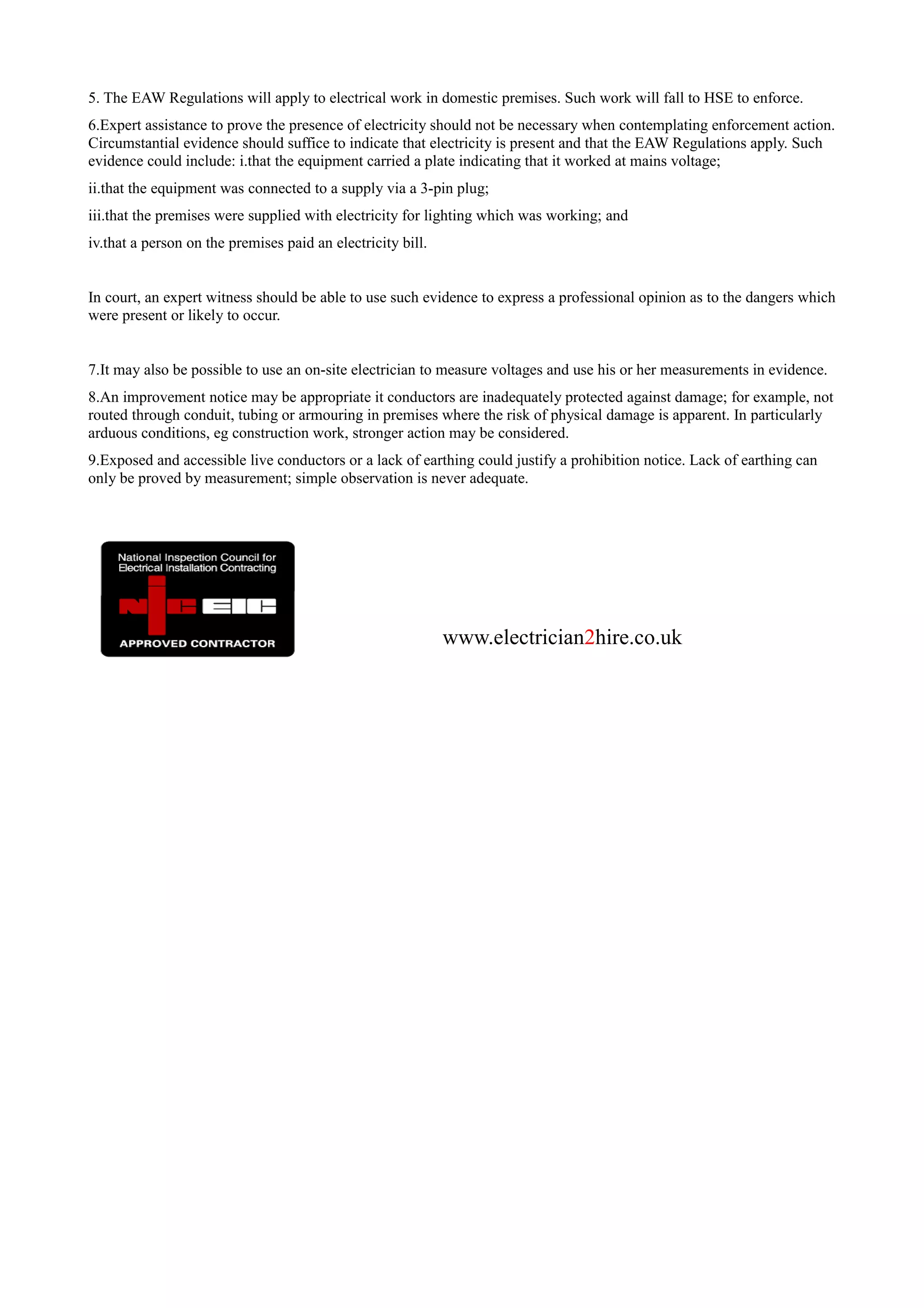 The electricity at work regulations 1989 | PDF