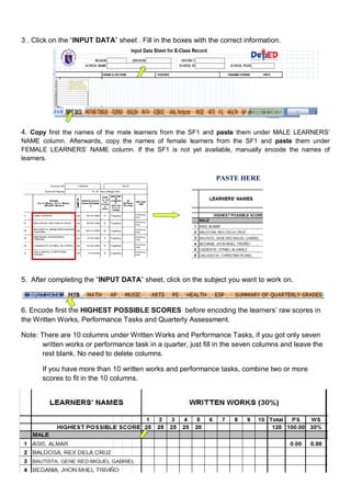 The electronic class record user manual for grades 1 3 (self-contained ...
