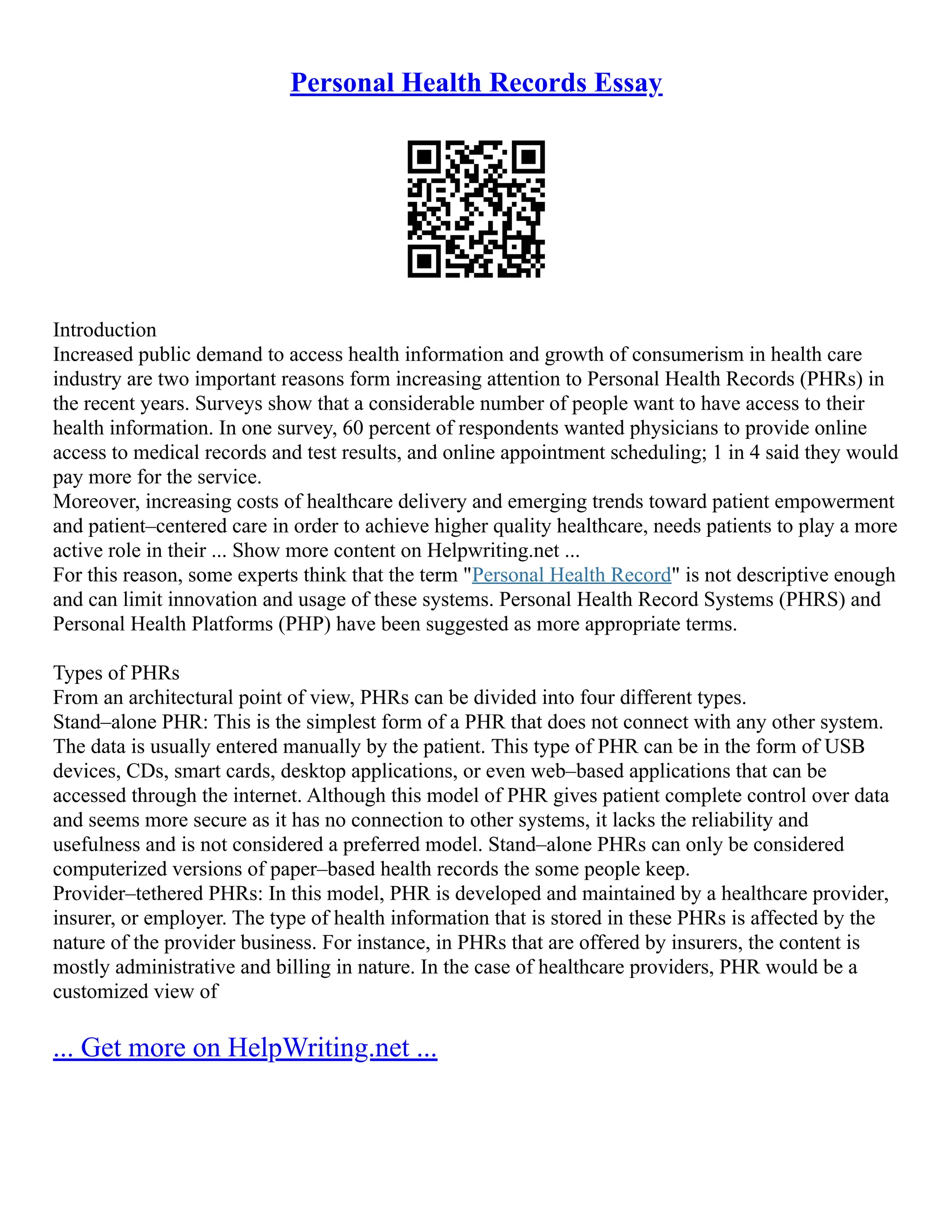 The Electronic Health Record ( Ehr ) System | PDF