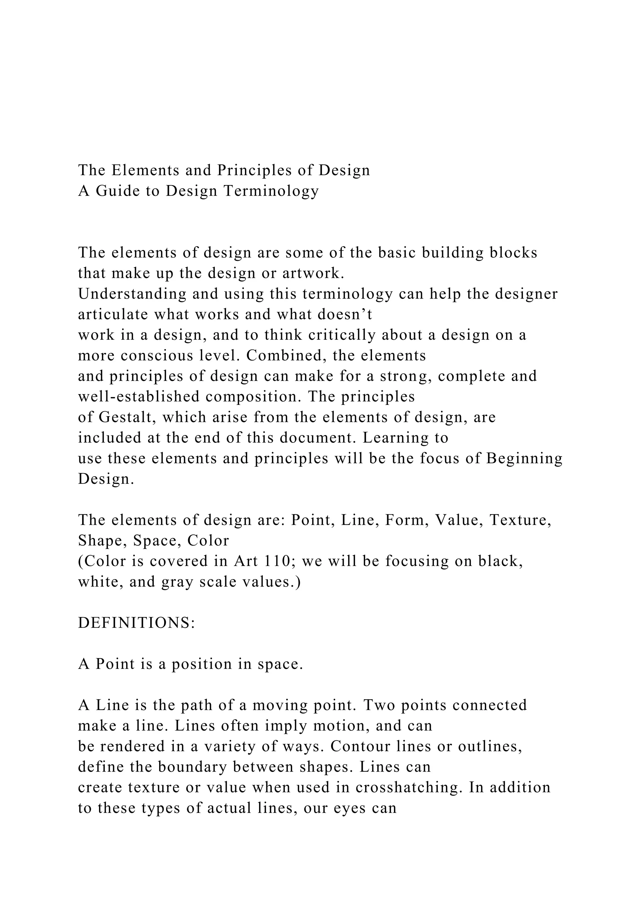 Essential Elements and Principles of Design Guide | PDF