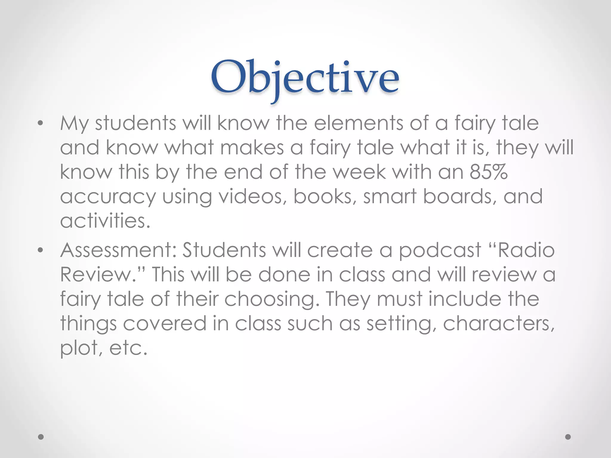 The elements of a fairy tale and the | PPT