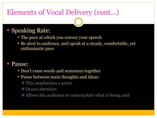 The Elements Of Delivering A Successful Speech | PPT