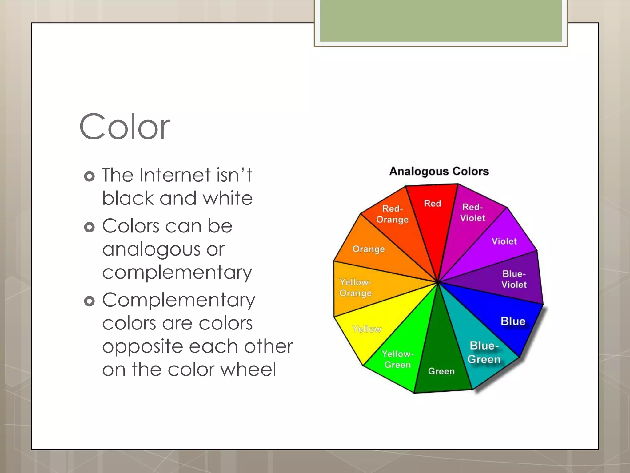 The Elements of Design - Color | PPTX | Web Development | Internet
