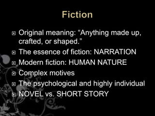 The Elements of Fiction - An Overview | PPTX