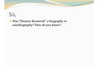 The Elements Of Nonfiction Biography & Autobiography | PDF