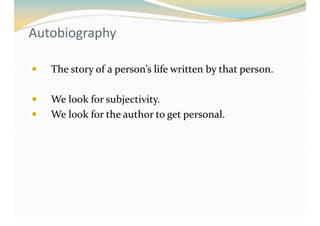 The Elements Of Nonfiction Biography & Autobiography | PDF