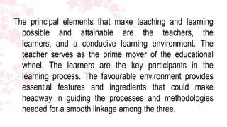 The elements of teaching and learning | PPTX