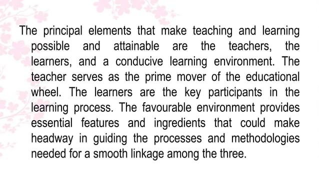 The elements of teaching and learning | PPTX | Professional School ...