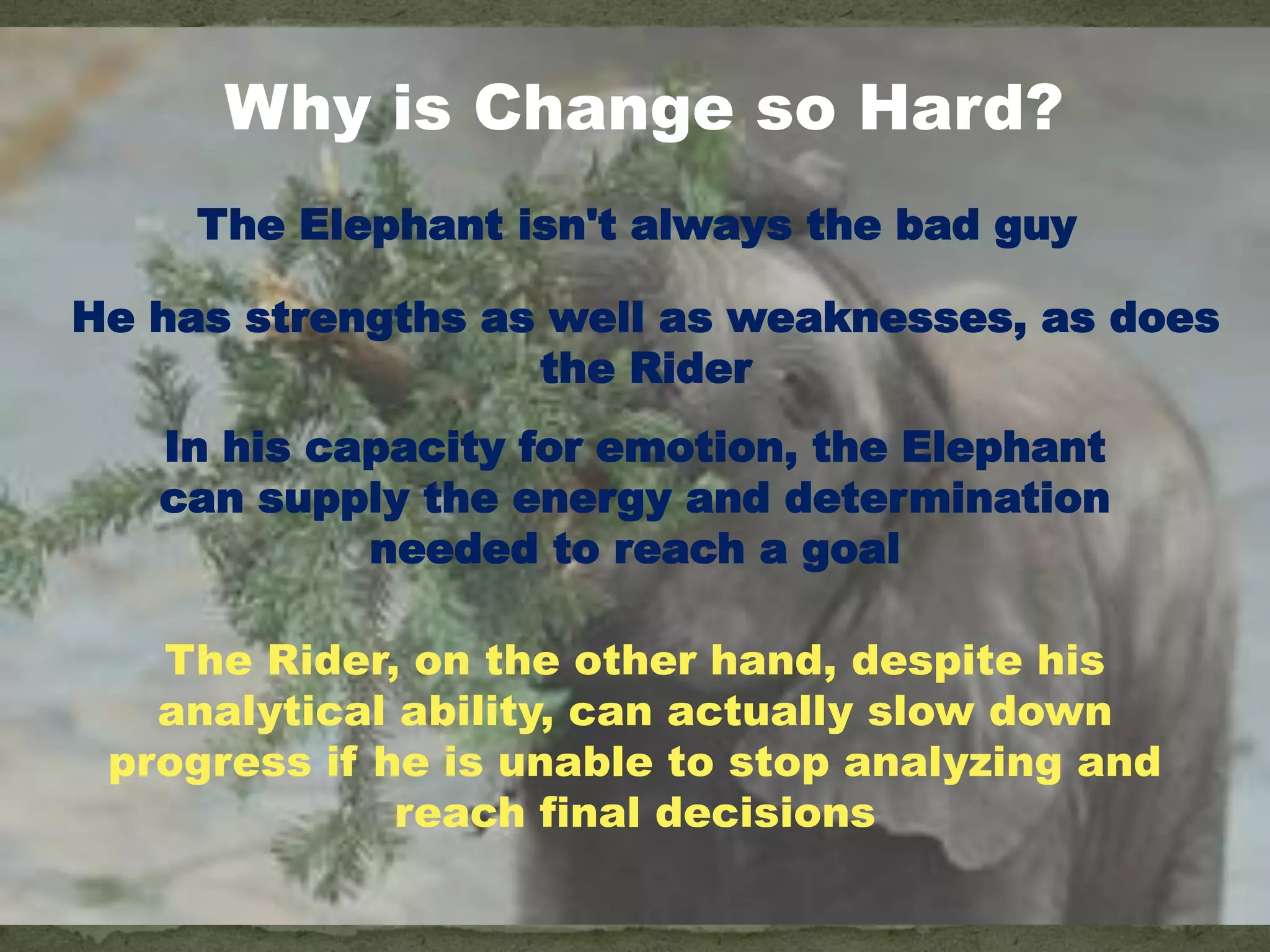 The Elephant And The Rider Lessons About Change | PDF