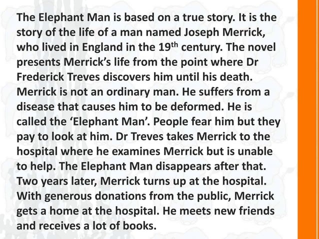 The Elephant Man (Chapter Summaries, Setting & Characters) | PPTX