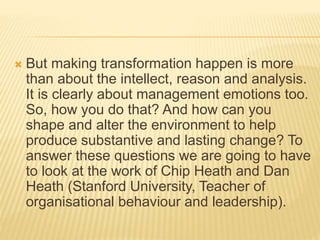 The elephant the rider and the path - How to make change stick | PPTX