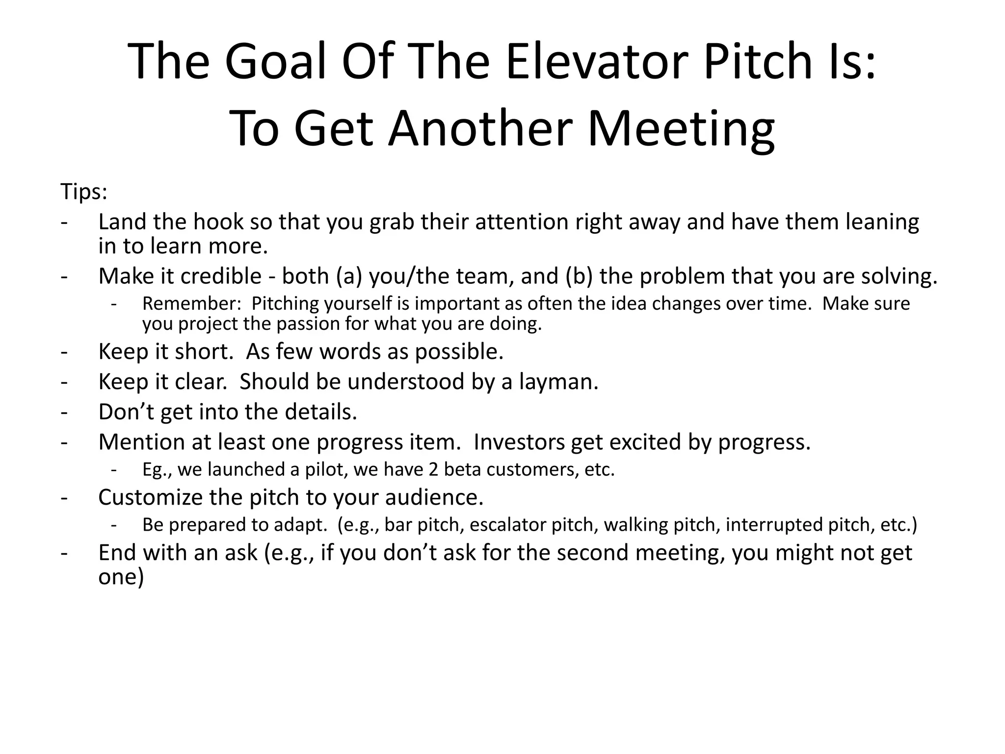 The startup elevator pitch | PPTX