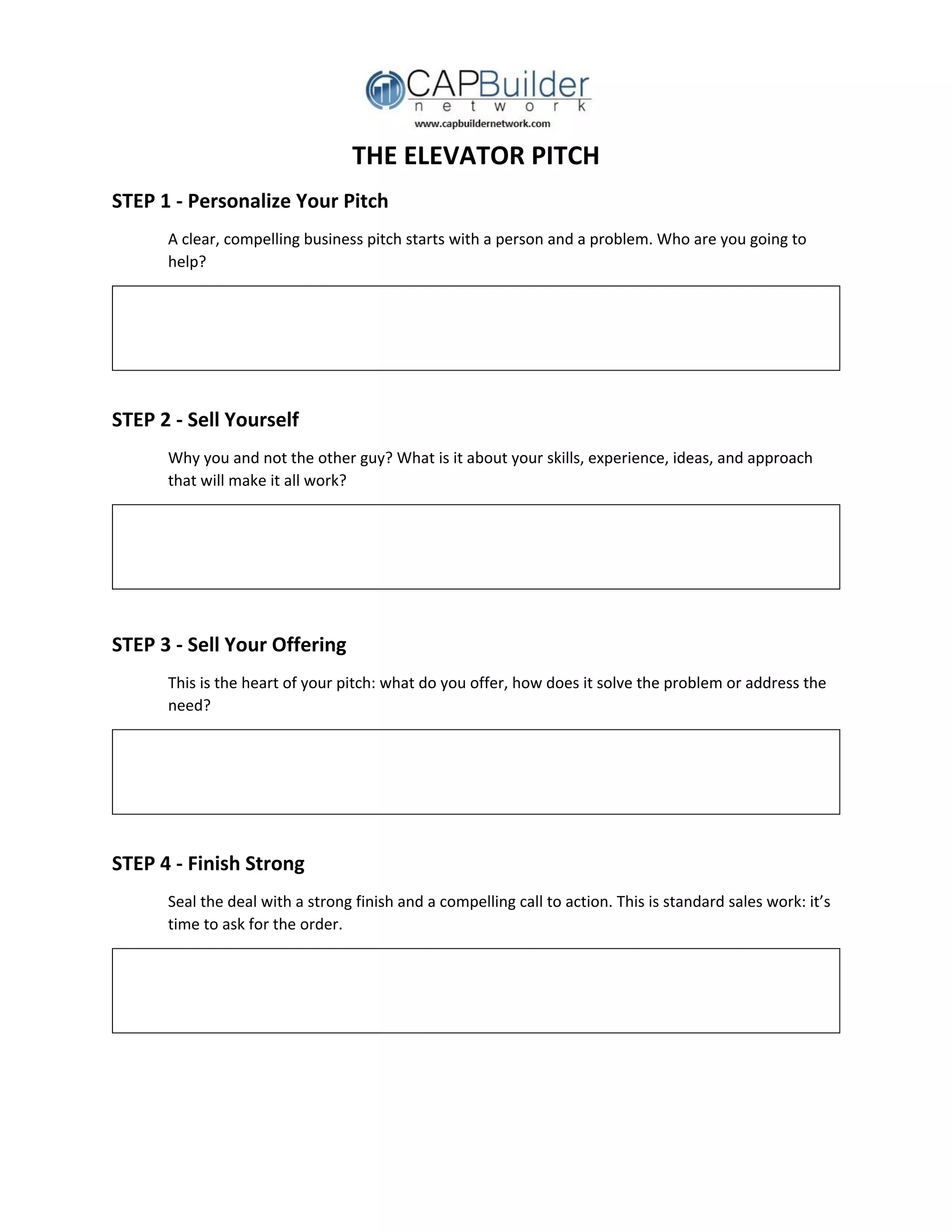 The elevator pitch handout | PDF