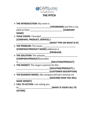 The elevator pitch handout | PDF