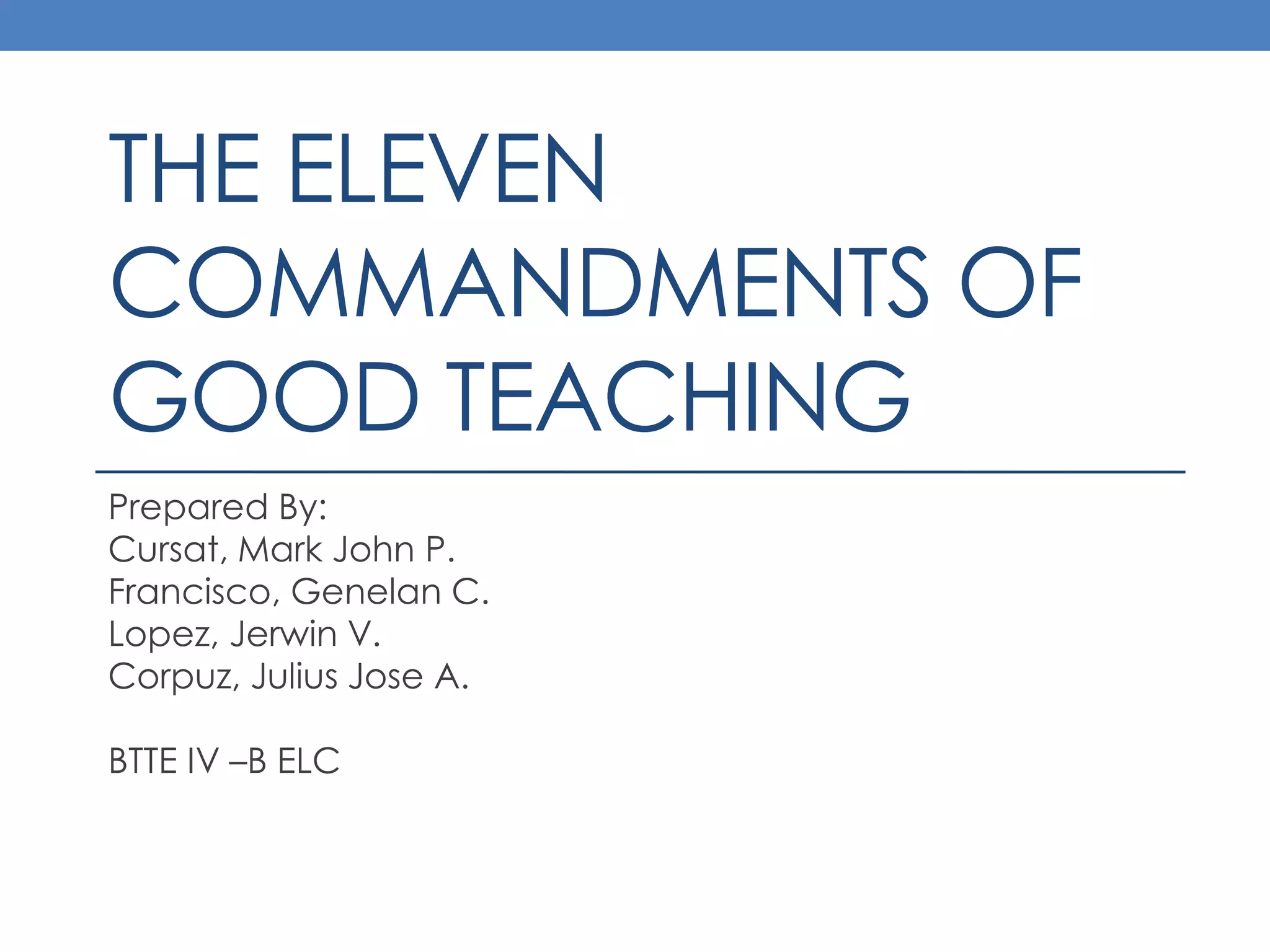 The eleven commandments of good teaching | PPTX