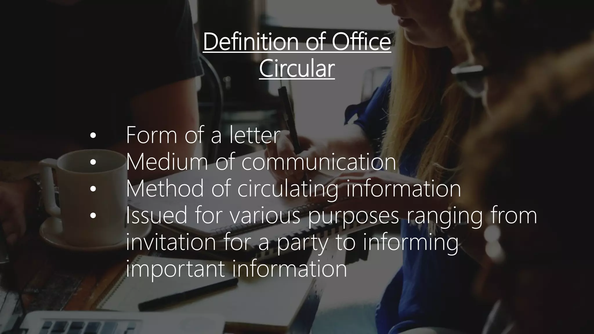 Office Memo, Circular, Orders, Notes | PPTX