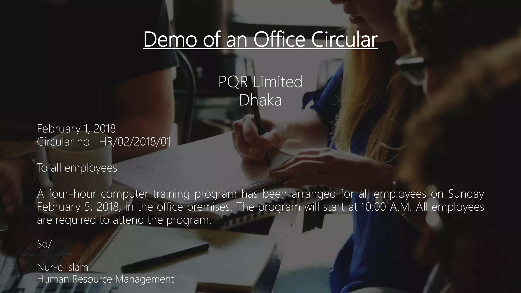 Office Memo, Circular, Orders, Notes | PPTX