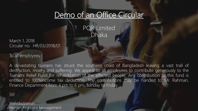 Office Memo, Circular, Orders, Notes | PPTX