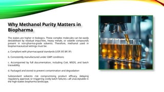 Methanol’s Expanding Scope in Biopharma Manufacturing | PPTX