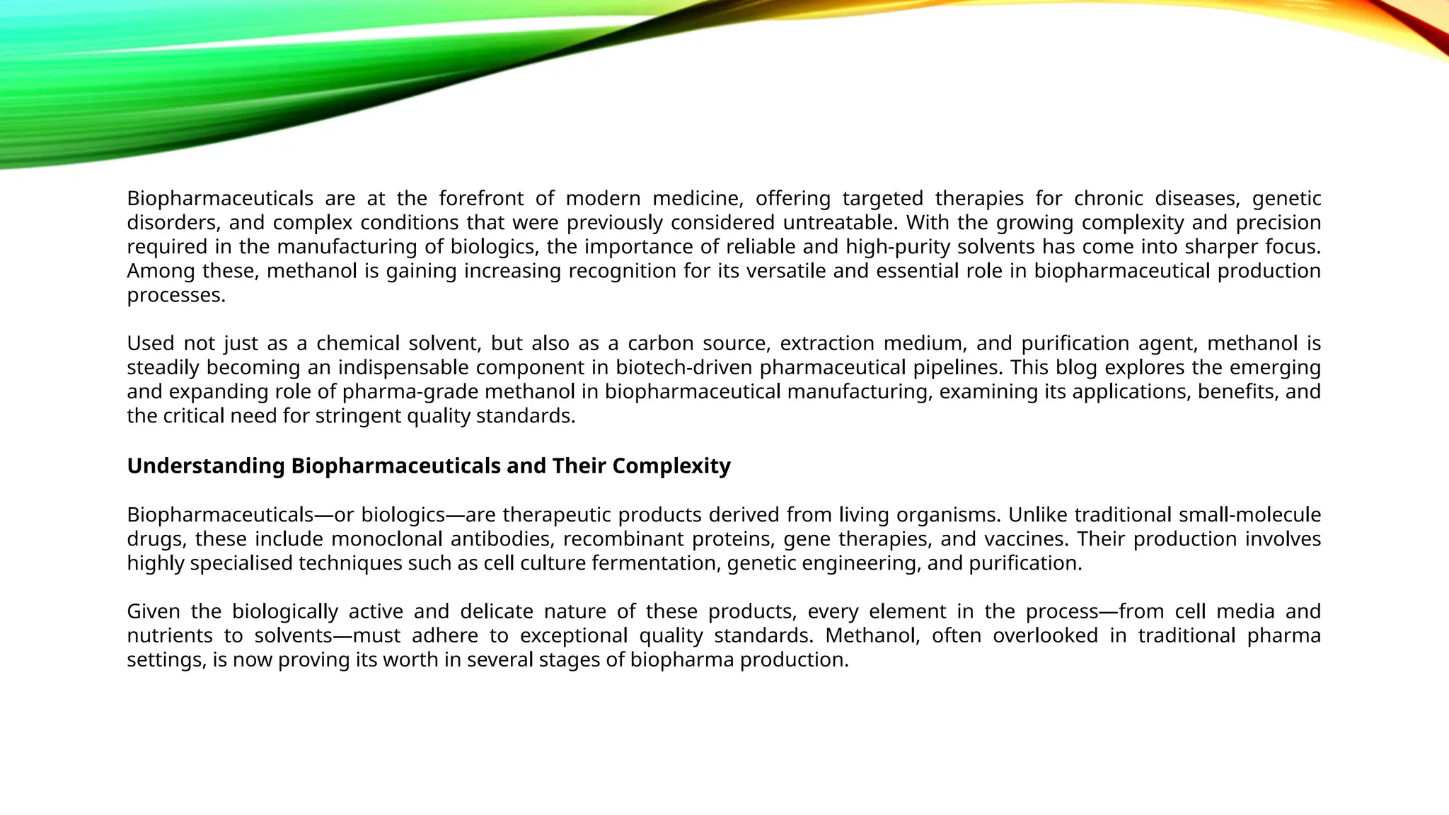 The Strategic Role of Methanol in Biopharma Manufacturing | PPTX
