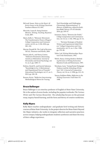 The Emotional Work of Revision by Ballenger and Myers | PDF ...