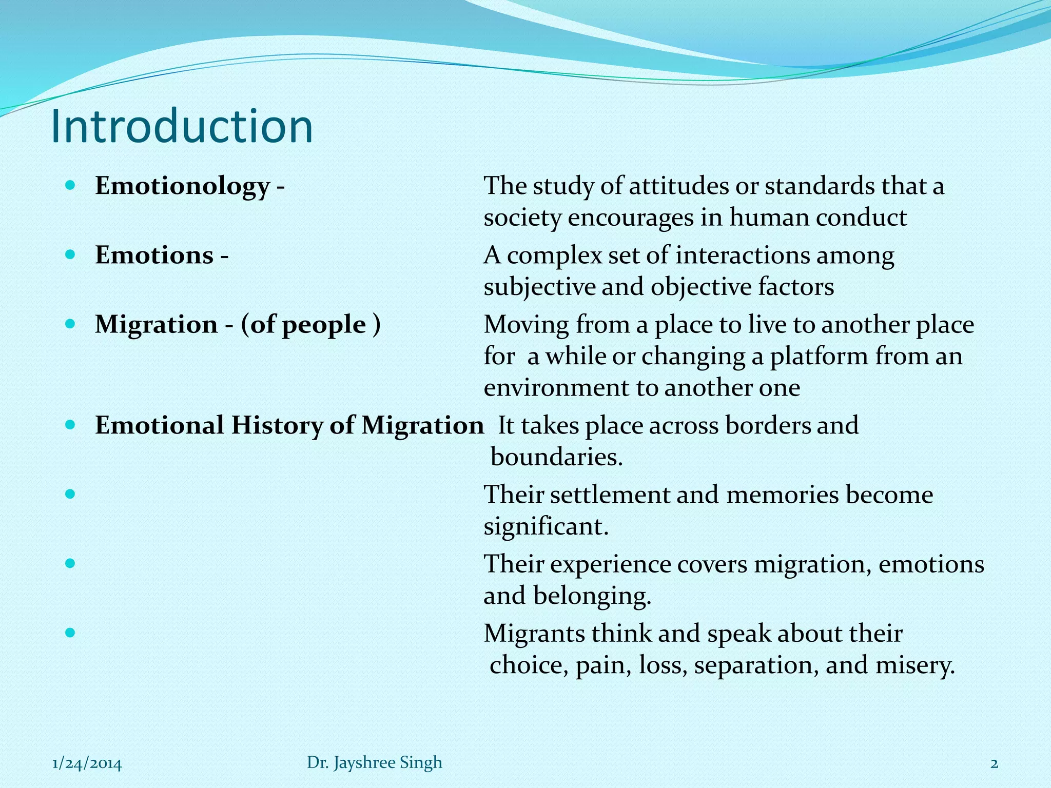 The emotions of migration | PPT