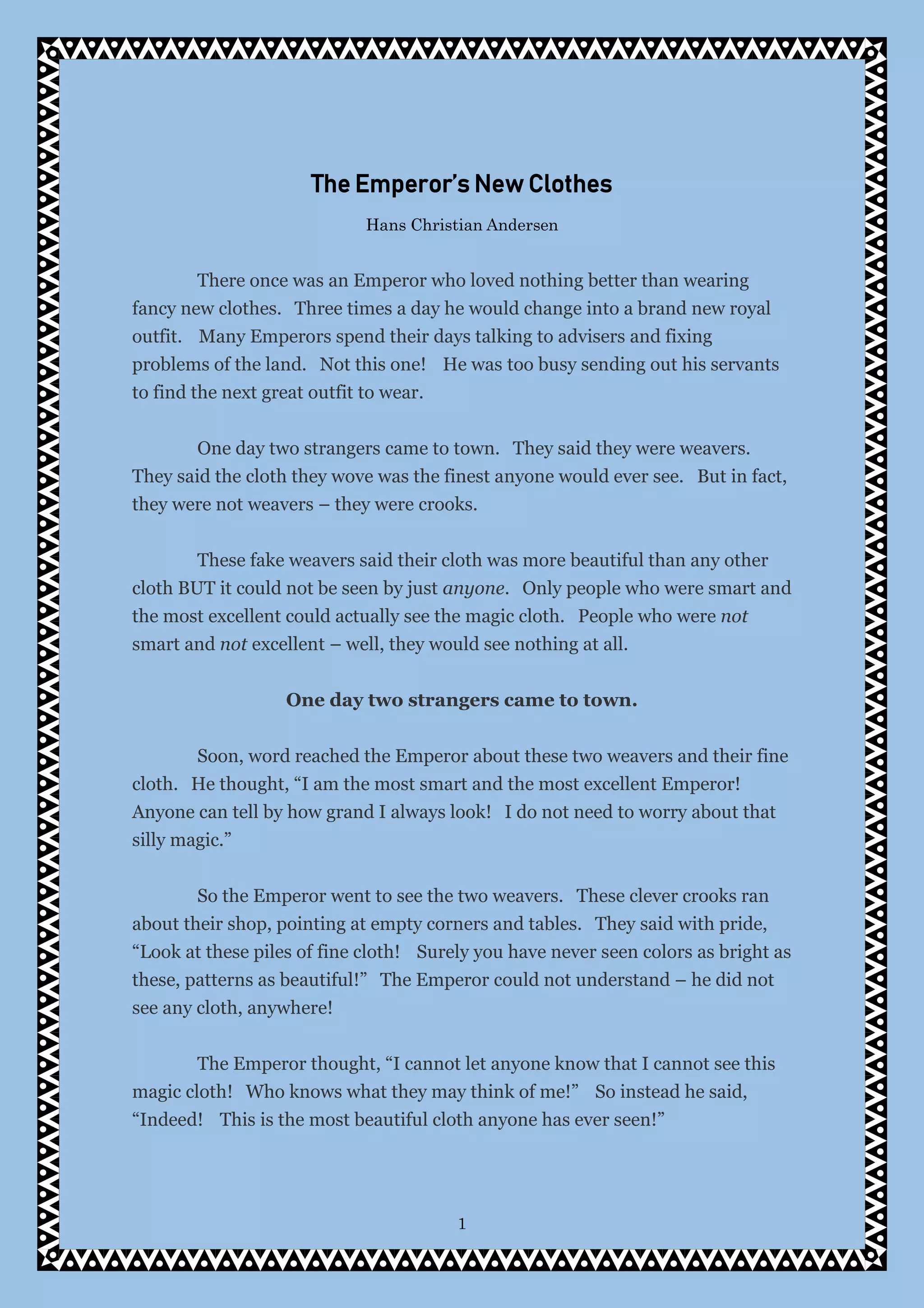 Emperor's New Clothes exposes vanity | PDF