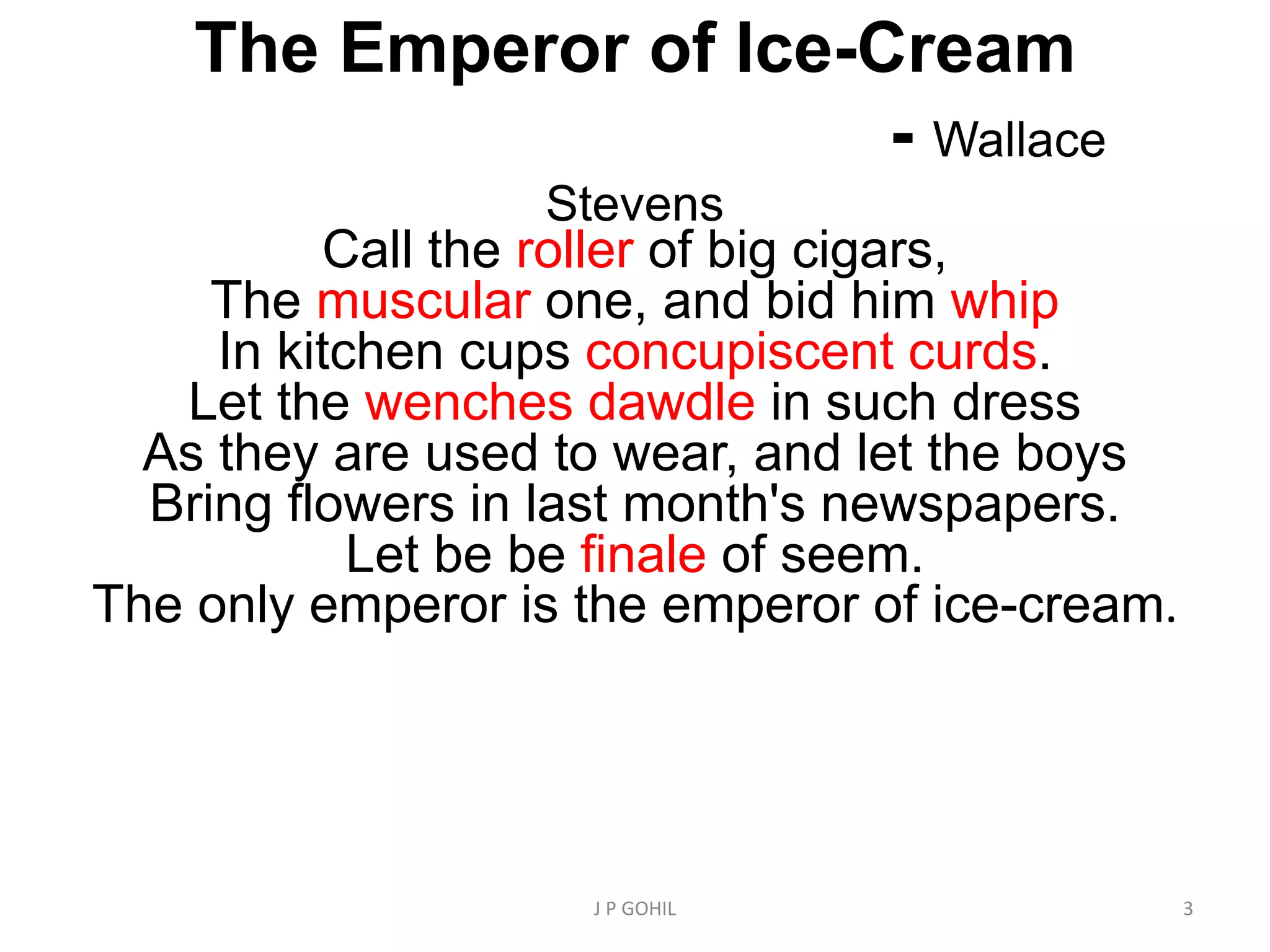 Module-3 American Poetry "The Emperor of Ice Cream | PPT