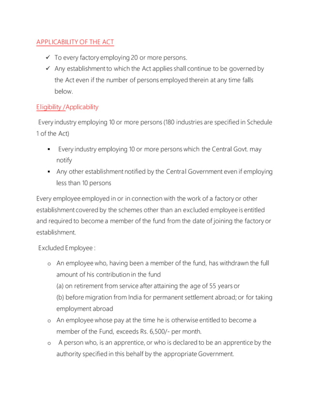 The employee provident Act 1952 | DOCX