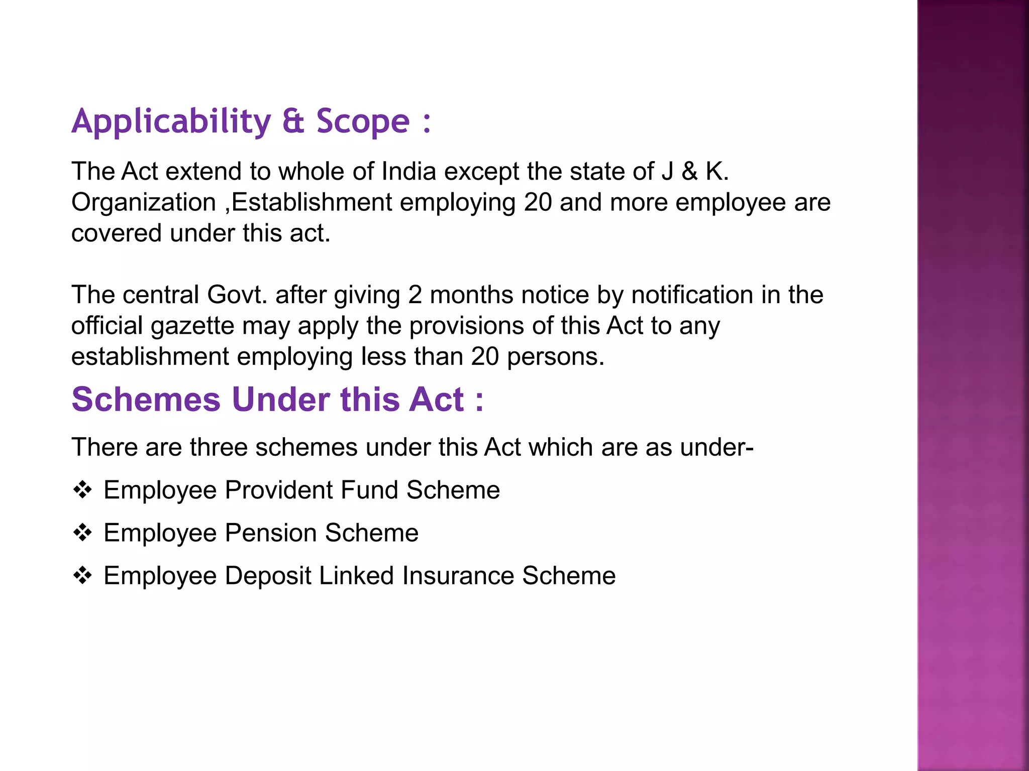 The employee's provident fund act, 1952 (2) | PPTX