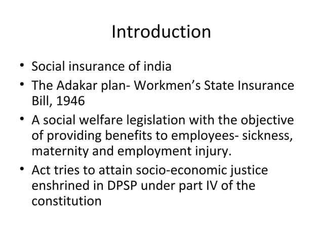 The employees state insurance act,1948 | PPT