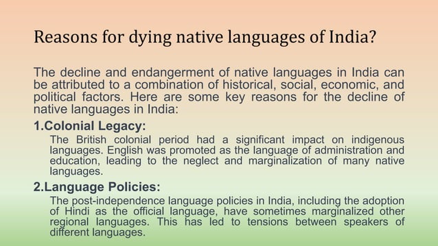 The Endangered And Extinct Languages Of India.pptx | Programming ...