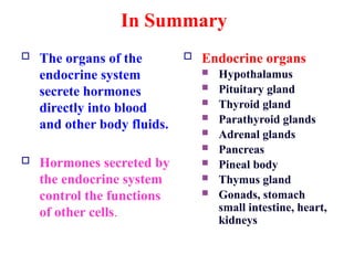 The Endocrine System classifications and functions of all ductless ...