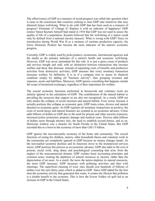 The end of gdp (gross domestic product) as a paradigm in measuring ...